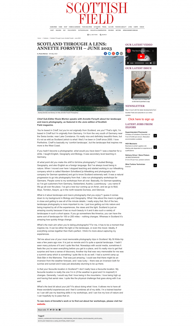 Scottish Field Feature – Scotland through the lens – Annette Forsyth ...